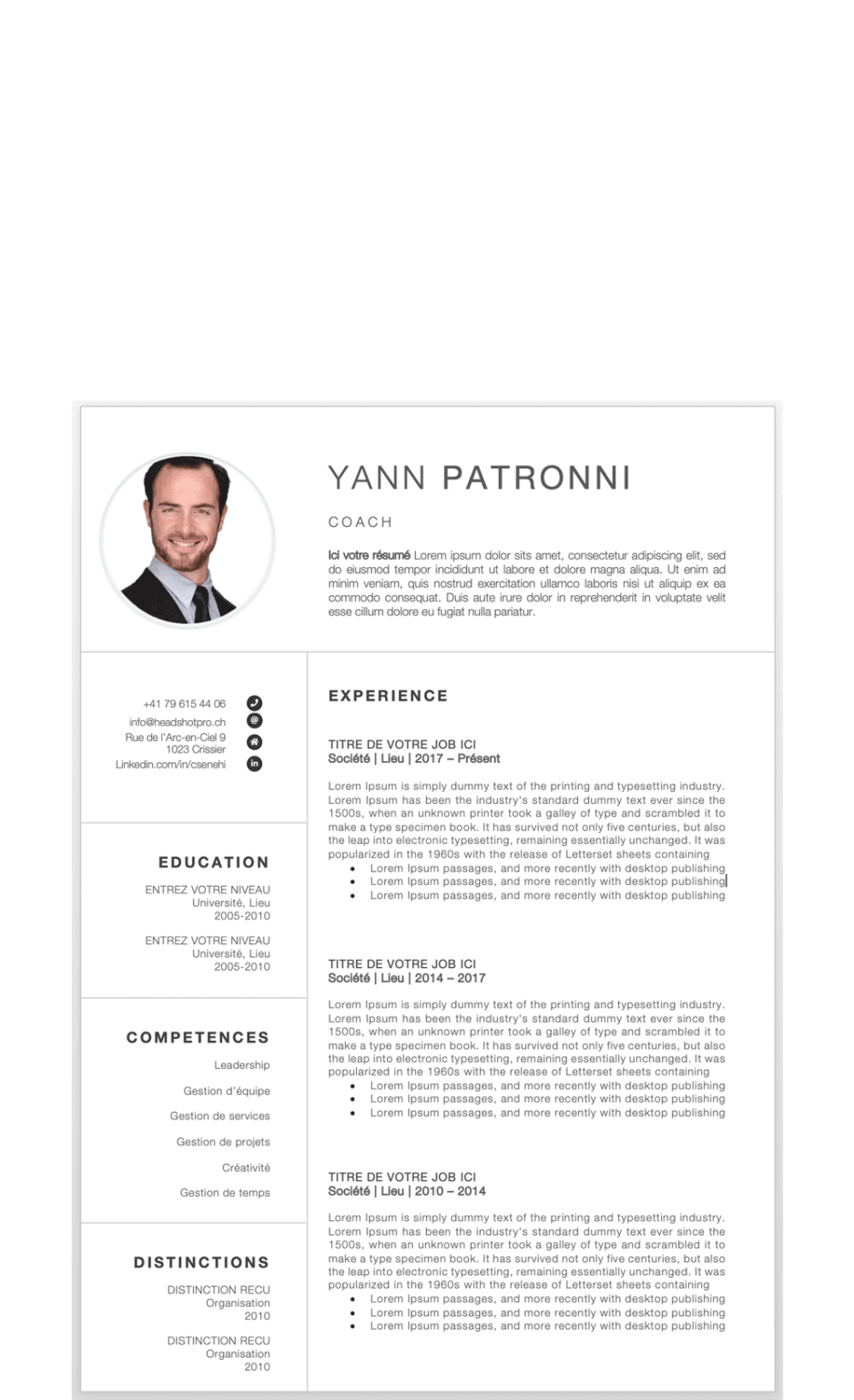 CV - Template1 - Headshot Pro